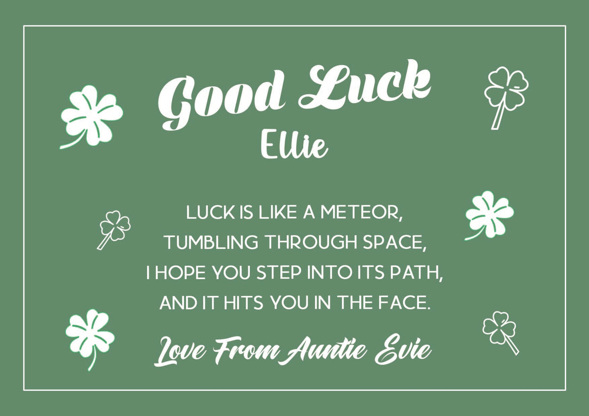 Good luck message card – Sunshine Vegan Treats